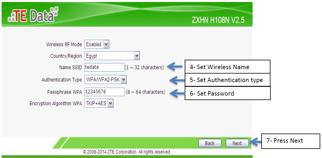 شرح اعدادات راوتر ZTE ZXHN H108N لشركة WE و TEDATA - تذكرة نت