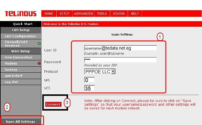 Telindus Router Configuration - تذكرة نت