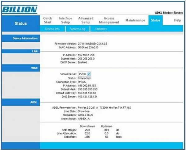 Billion Router Configuration