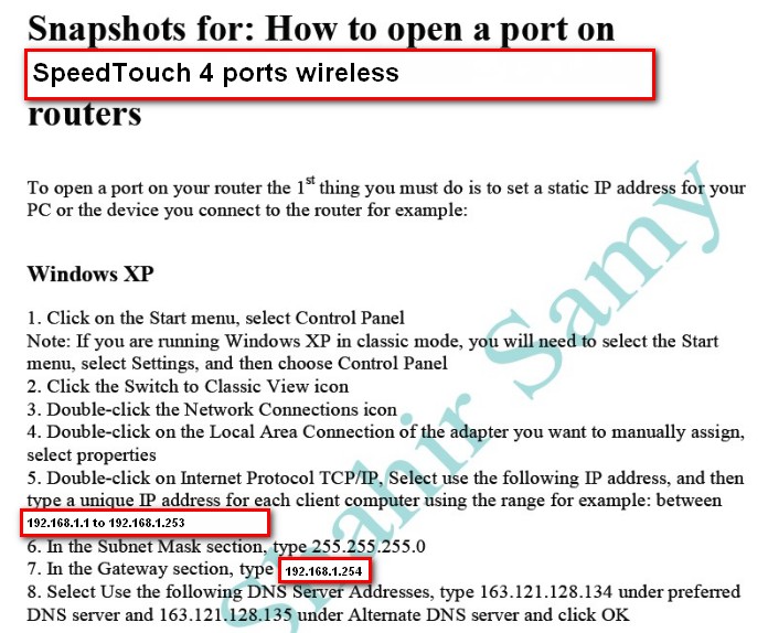 How to open a port on SpeedTouch 4 ports wireless routers - تذكرة نت