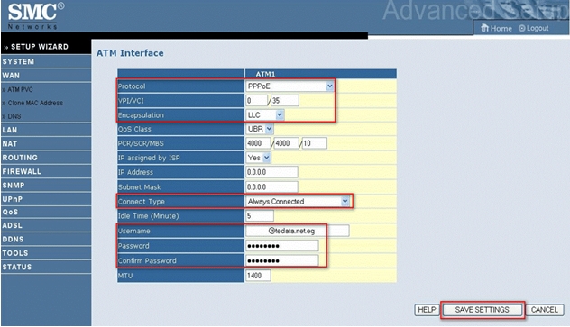 SMC Router Configuration - تذكرة نت