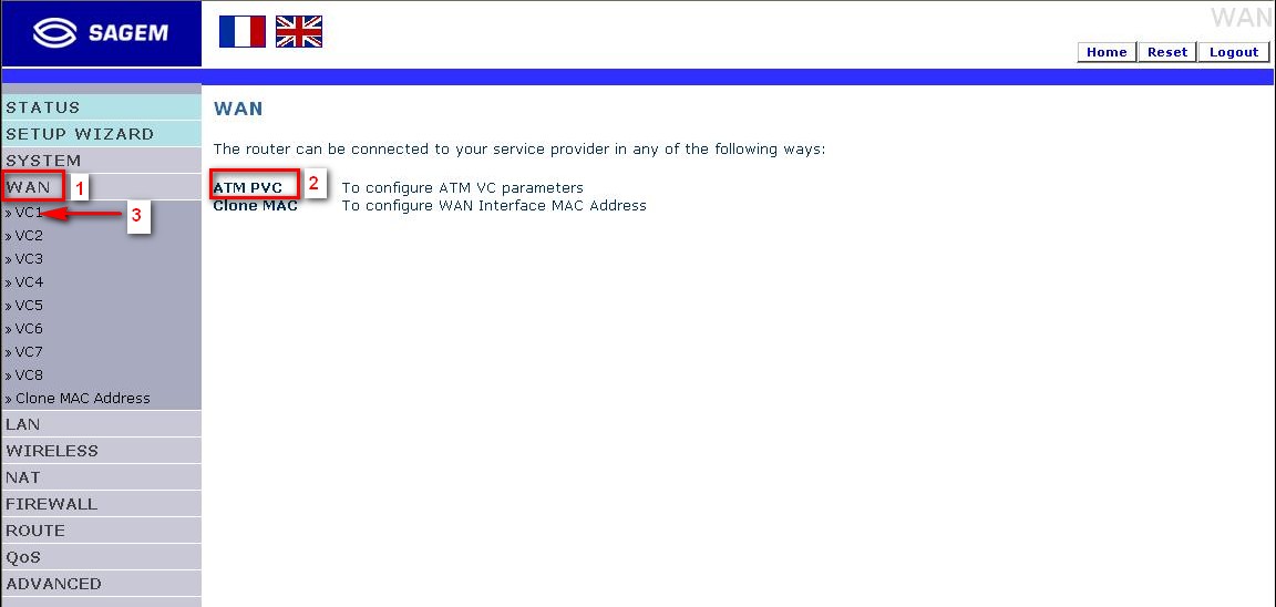 SAGEM Router Configuration - تذكرة نت