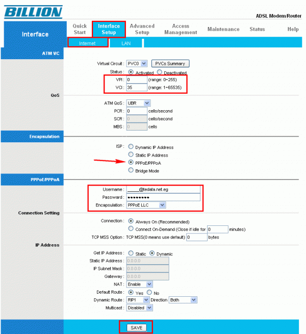 Billion Router Configuration