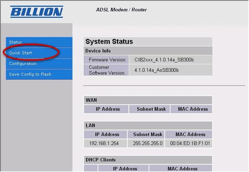 Billion Router Configuration
