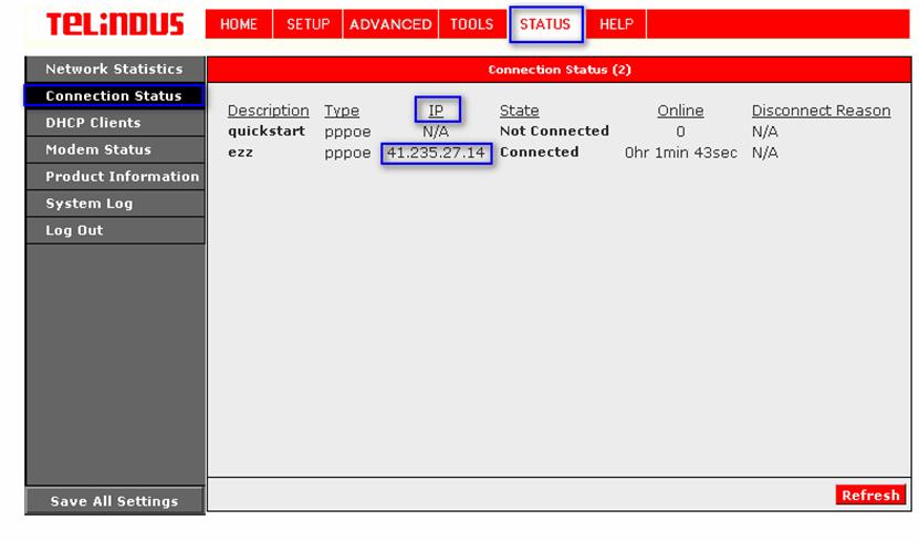 การกำหนดค่าเราเตอร์ Telindus - Ticket Net