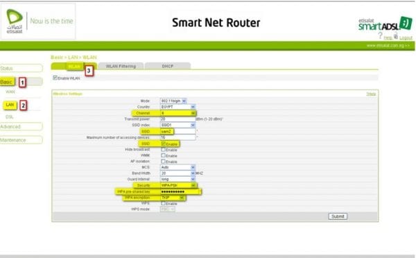 Etisalat Router Configuration