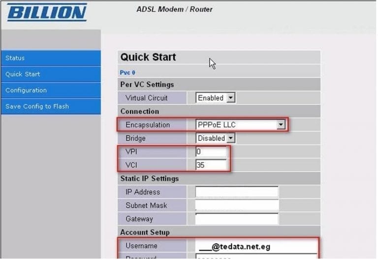 Billion Router Configuration