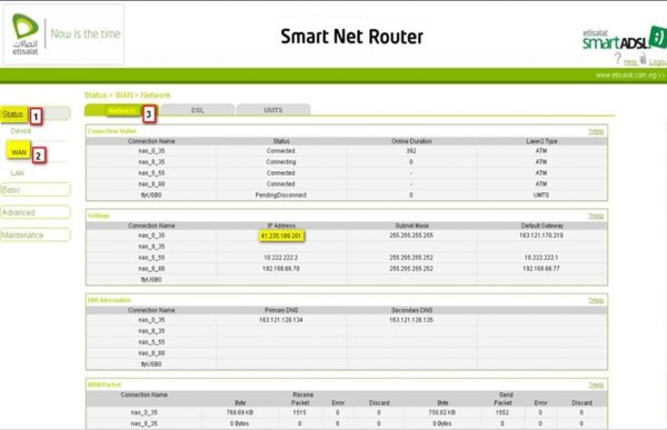 Etisalat Router Configuration