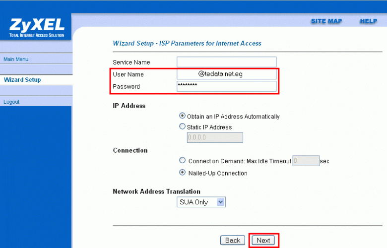 Zyxel Router Configuration تذكرة نت