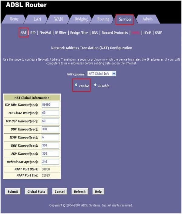 ADSL Router Configuration