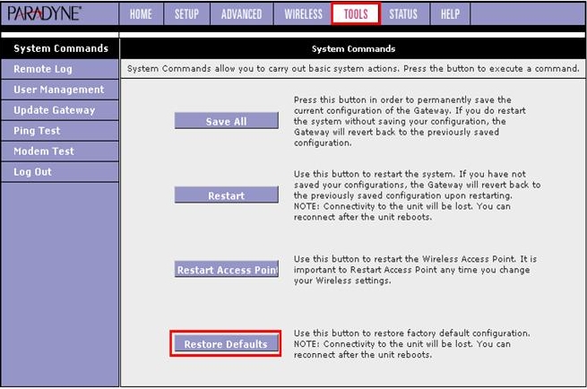 Paradyne Router Configuration - تذكرة نت
