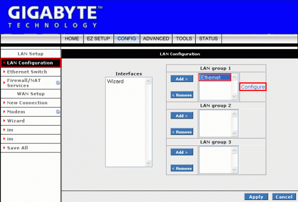 GigaByte Router Configuration