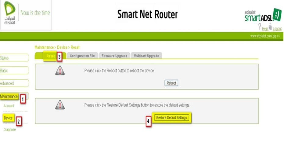 Etisalat Router Configuration