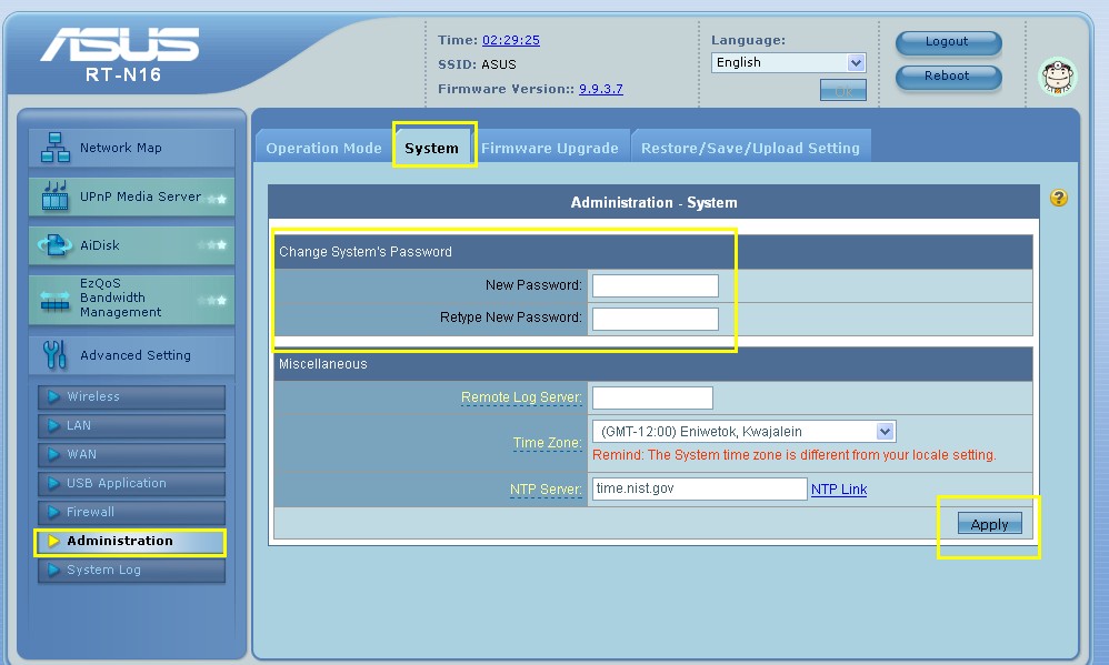Asus Router configuration