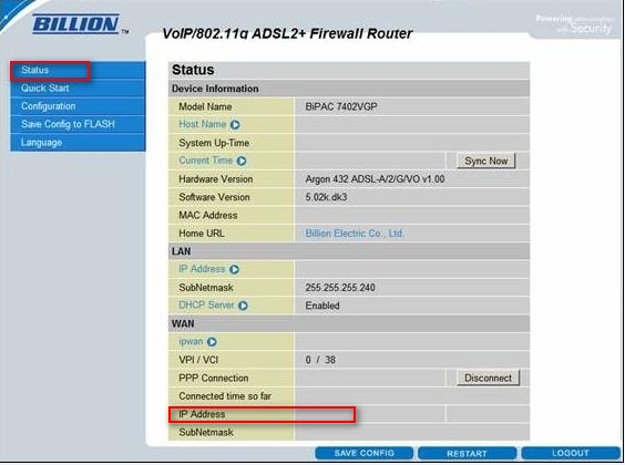 Billion Router Configuration