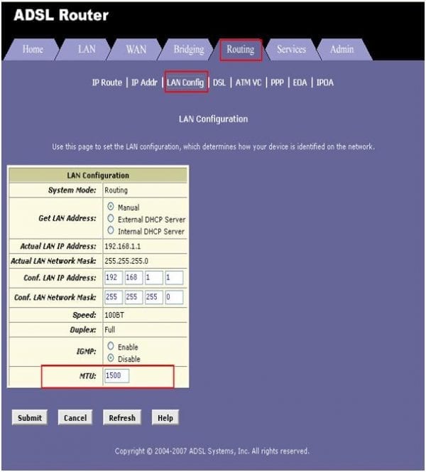ADSL Router Configuration