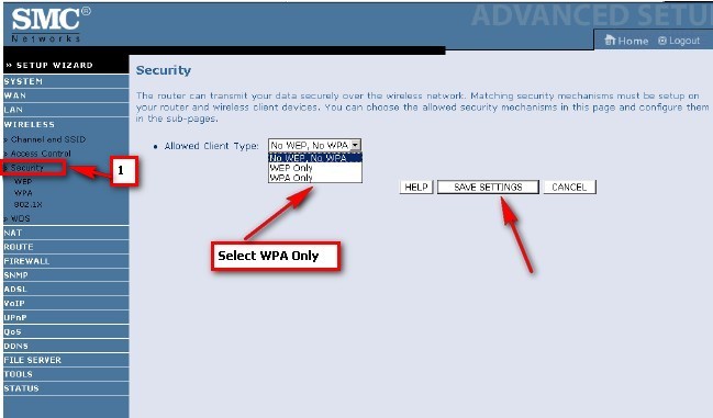 SMC Router Configuration - تذكرة نت