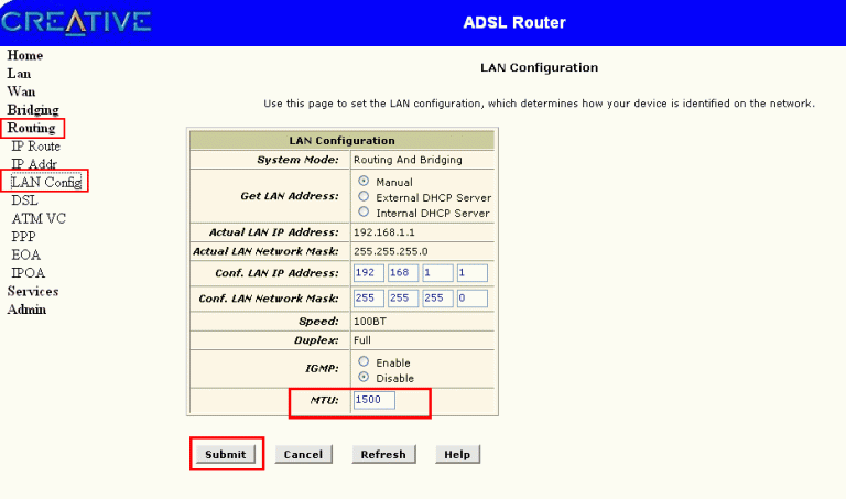 Creative Router Configuration