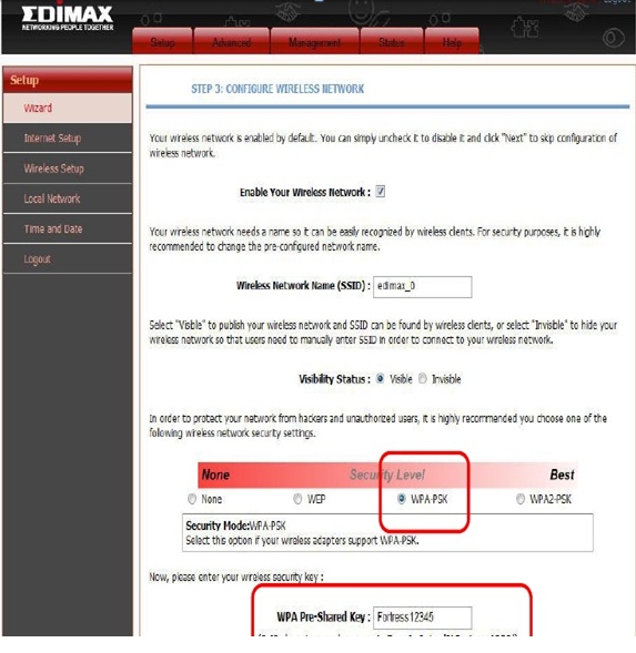 EdiMax Router Configuration (interface 2)