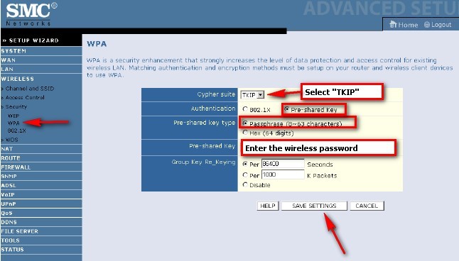 SMC Router Configuration - تذكرة نت