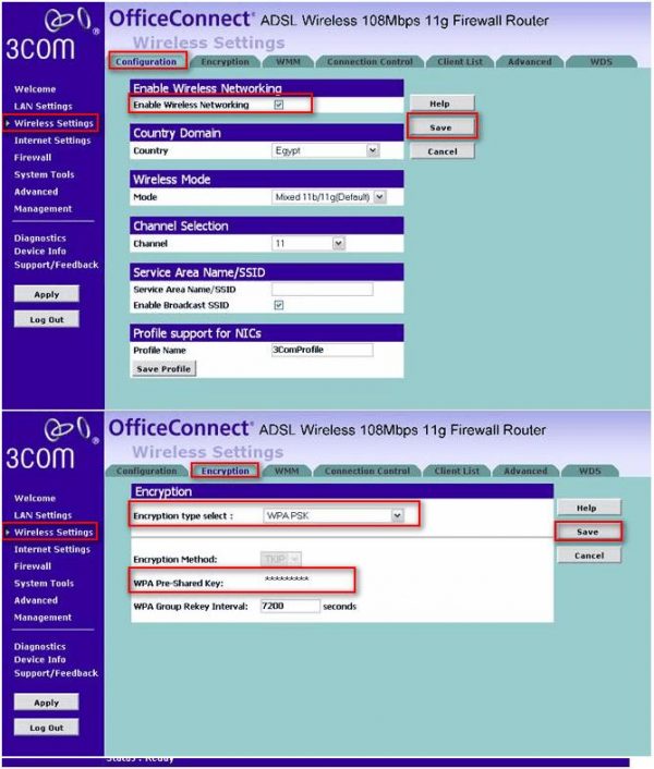 3Com Router Configuration (interface 2)