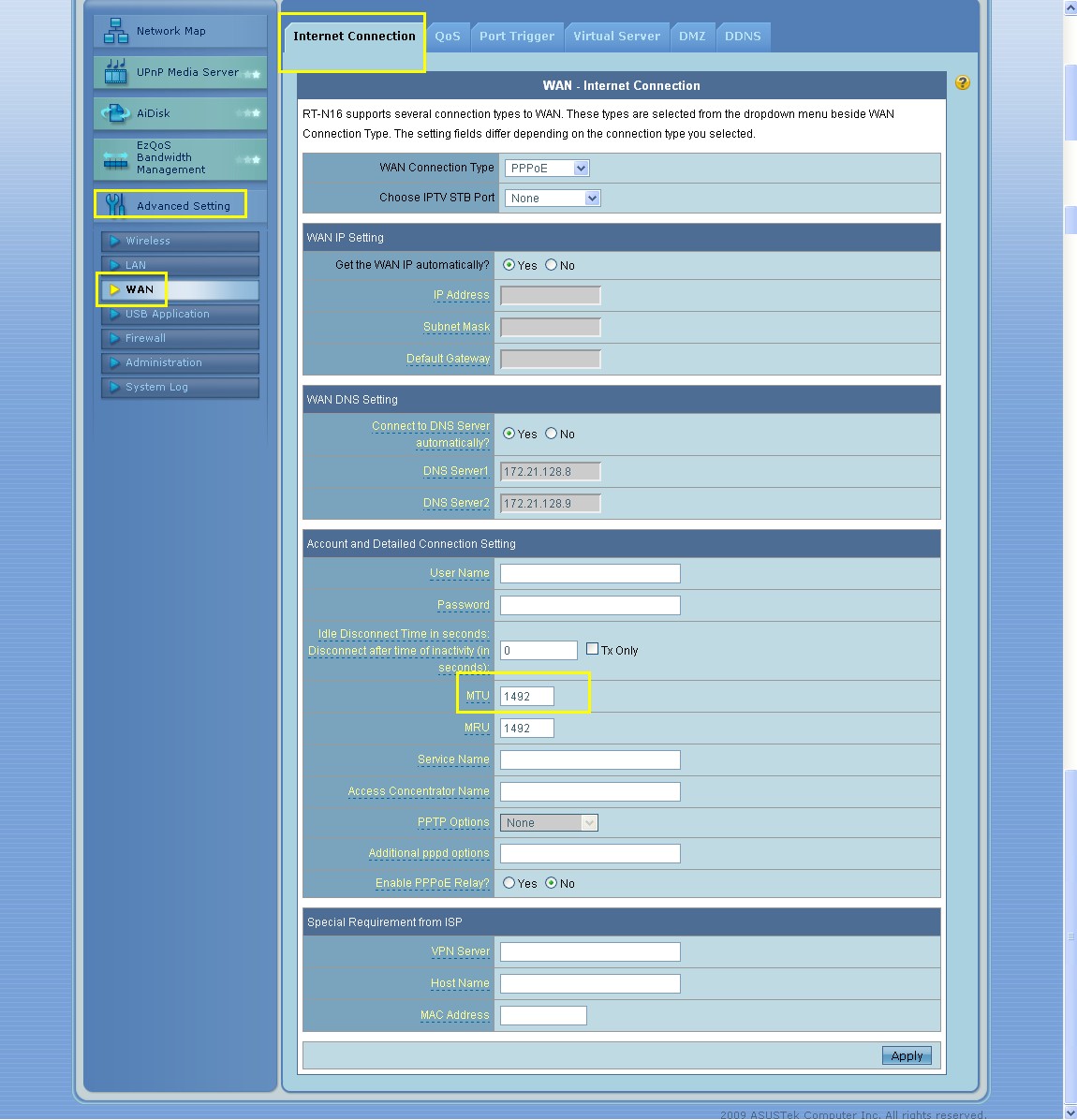 Asus Router configuration