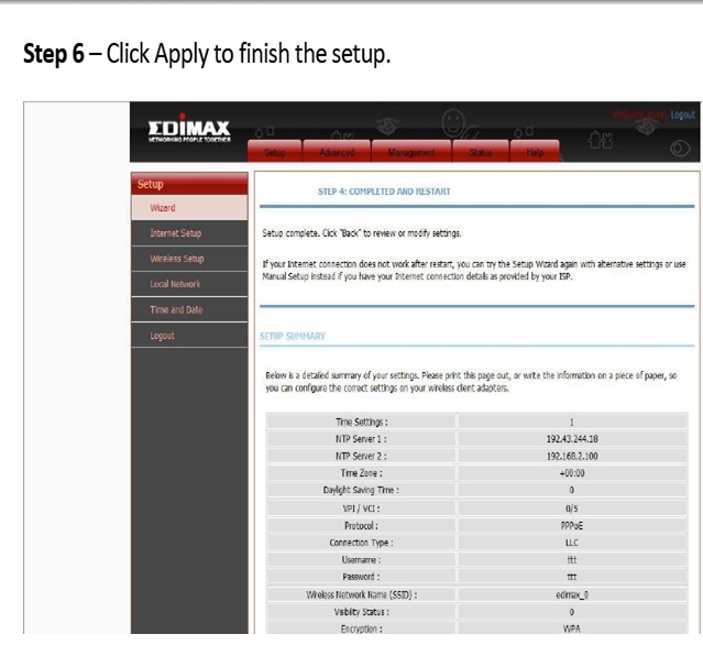 EdiMax Router Configuration (interface 2)