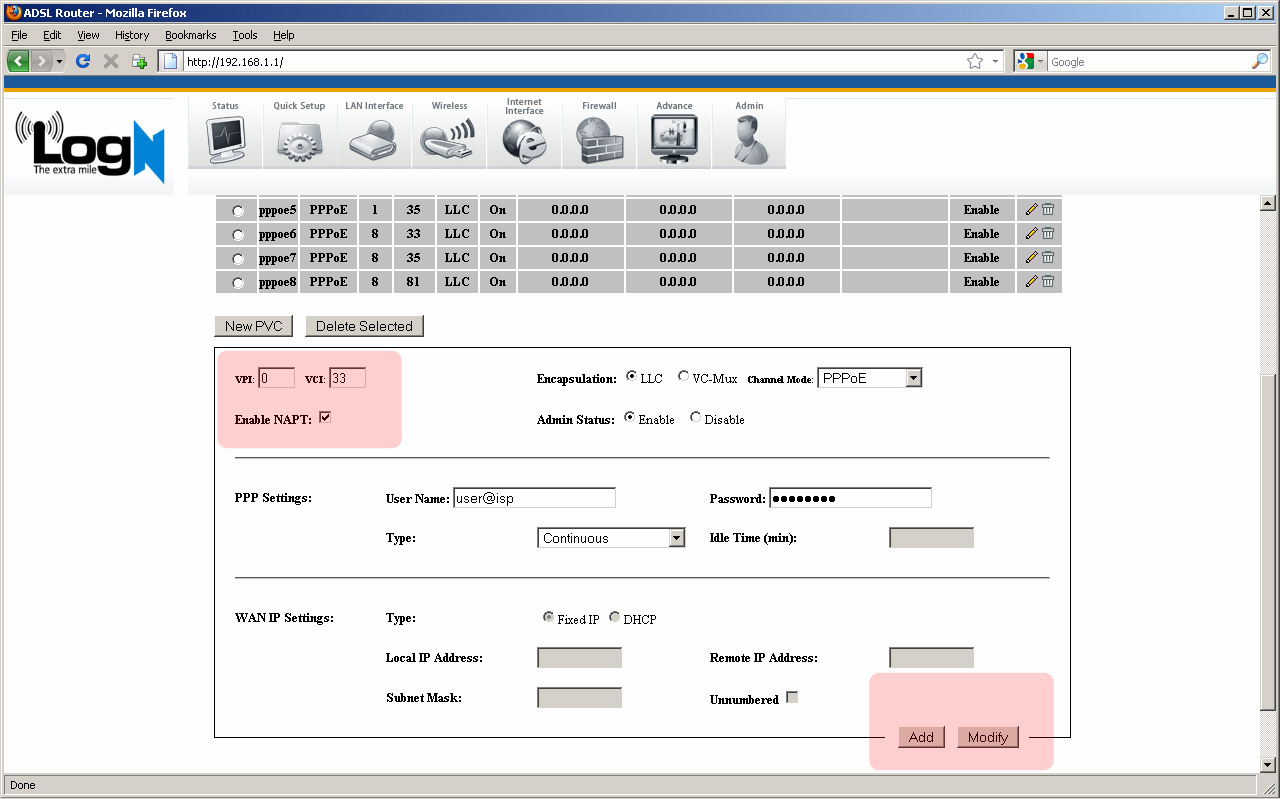 LogN Router Configuration - تذكرة نت