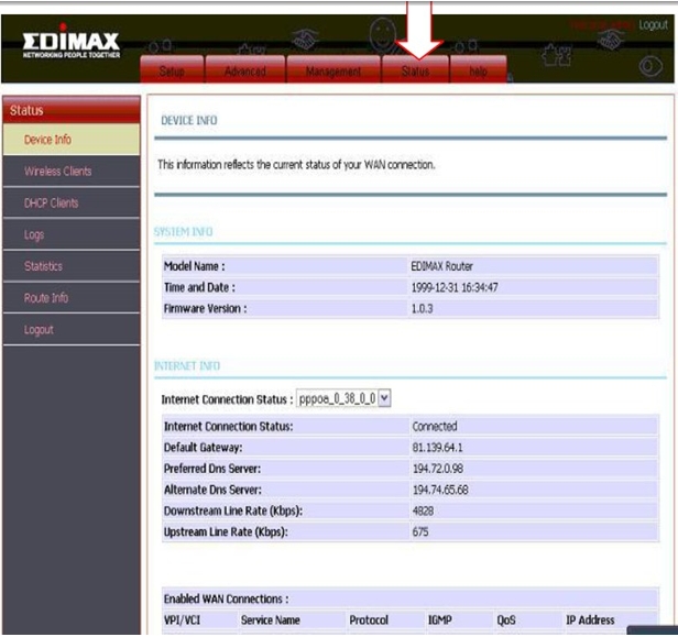 EdiMax Router Configuration (interface 2)