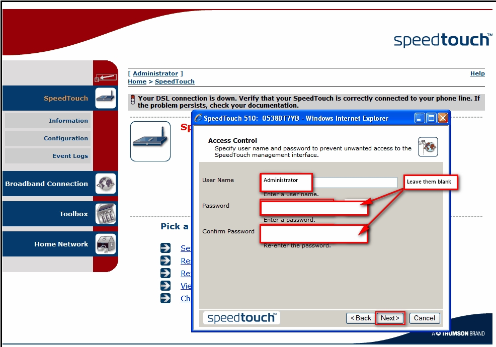 Speedtouch 5 Led Thomson Router Configuration - تذكرة نت