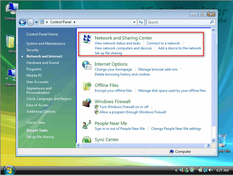 Windows Vista Network Settings - تذكرة نت