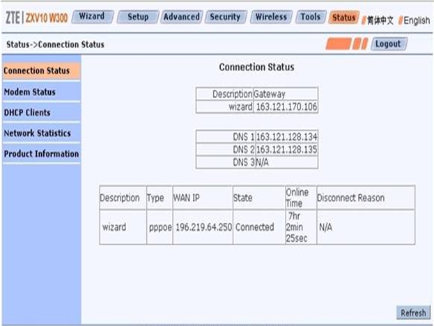 ZTE Router Configuration - تذكرة نت