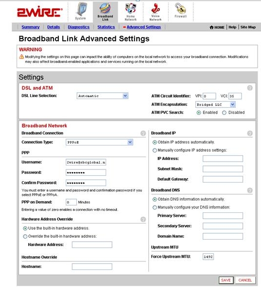 2 WIRE Router Configuration
