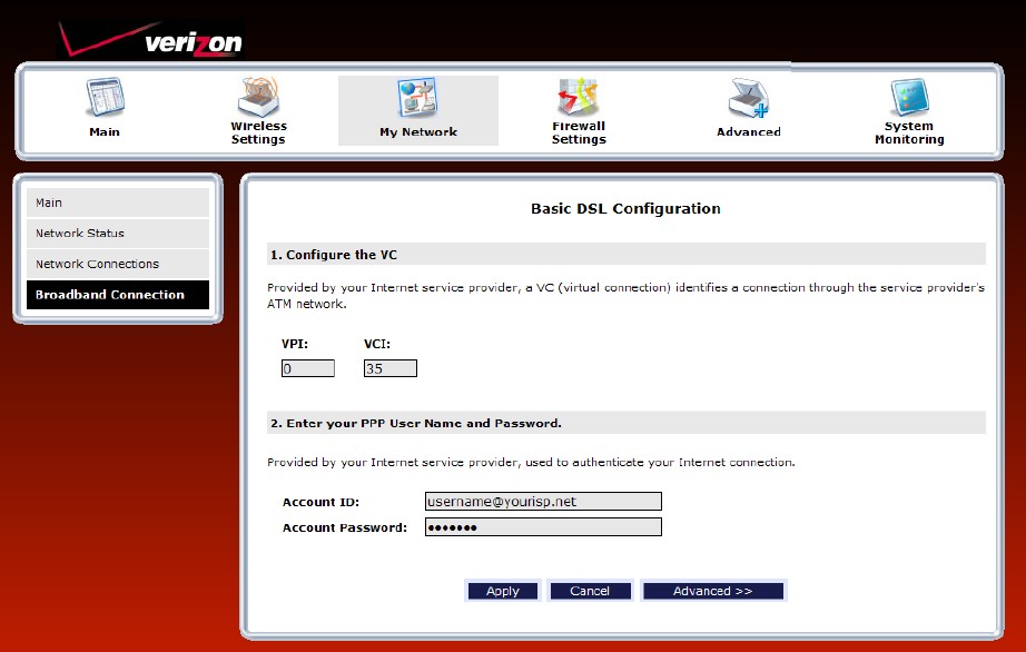 Verizon Router Configuration - تذكرة نت