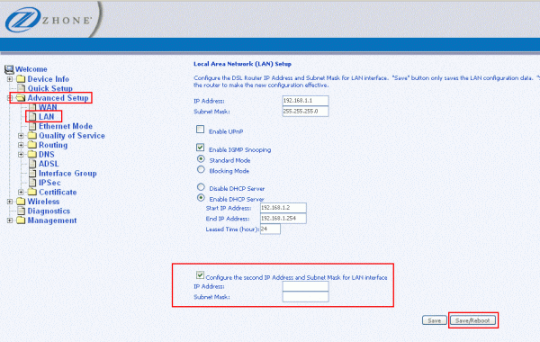 Zhone Router Configuration - تذكرة نت