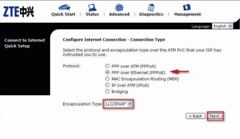 ZTE Router Configuration - تذكرة نت